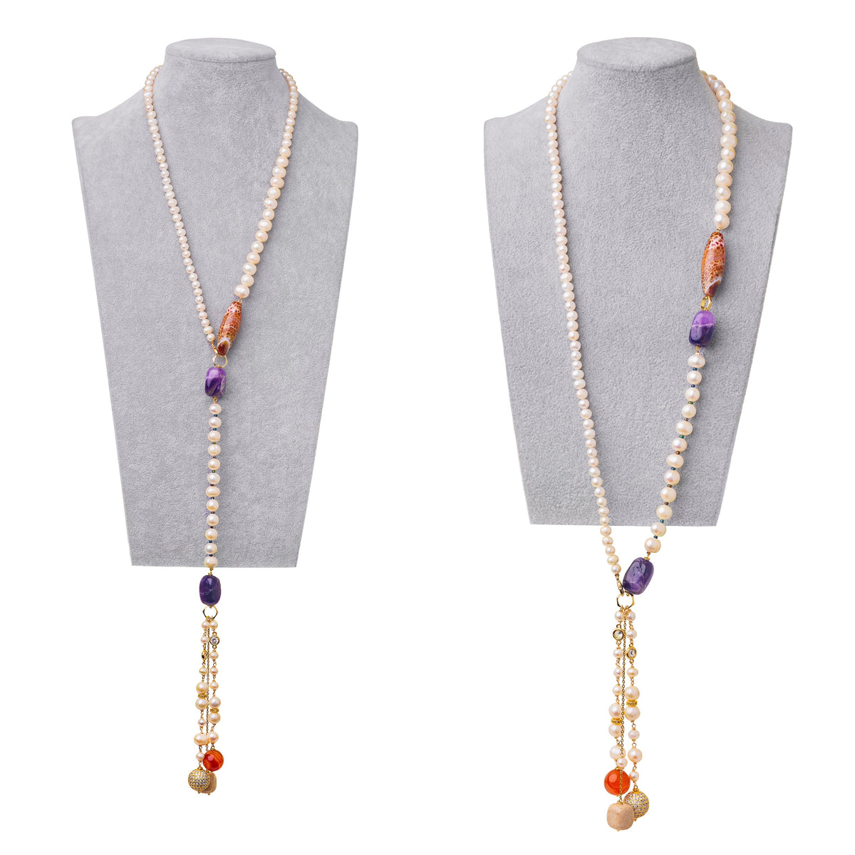 ELLE Necklace – Timeless Luxury with Freshwater Pearls, Amethyst & Aga ...